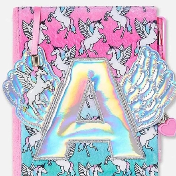 Justice | Other | Justice Winged Unicorn Diary Journal Initial H | Poshmark